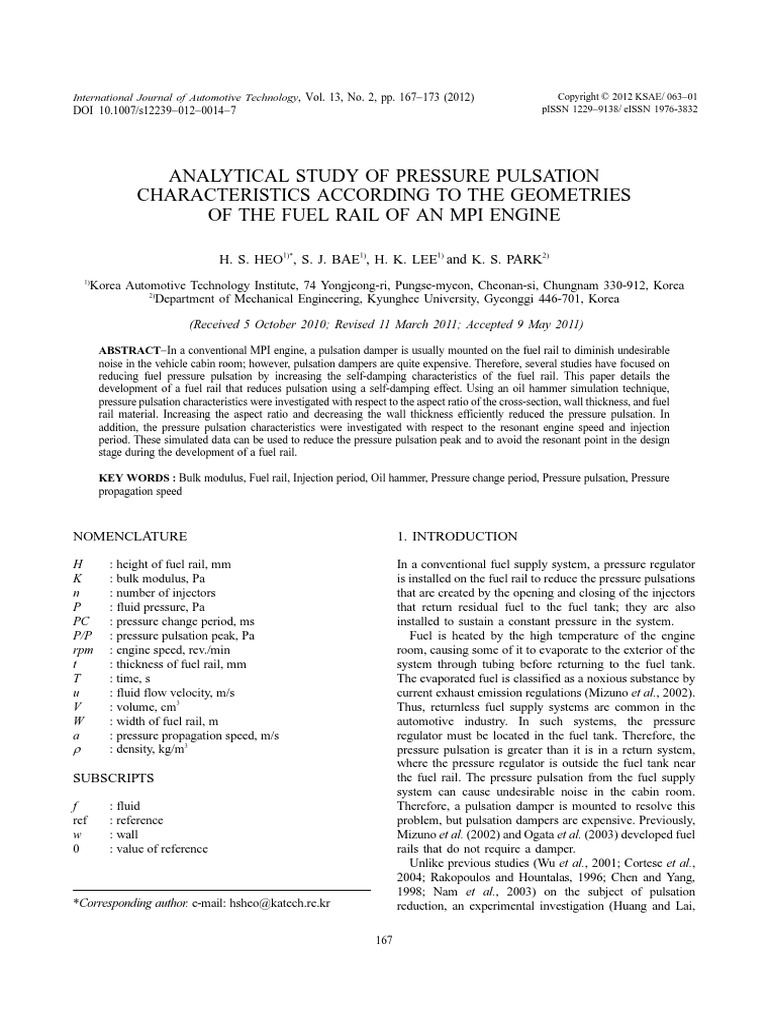 Study of Pressure Pulsation Vs Rail Geometry | PDF | Fuel Injection ...