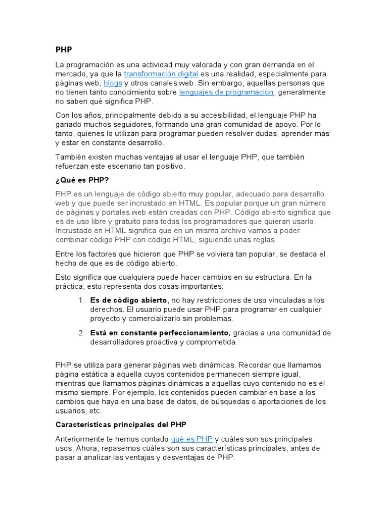 Informe - PHP | PDF | Php | Redes