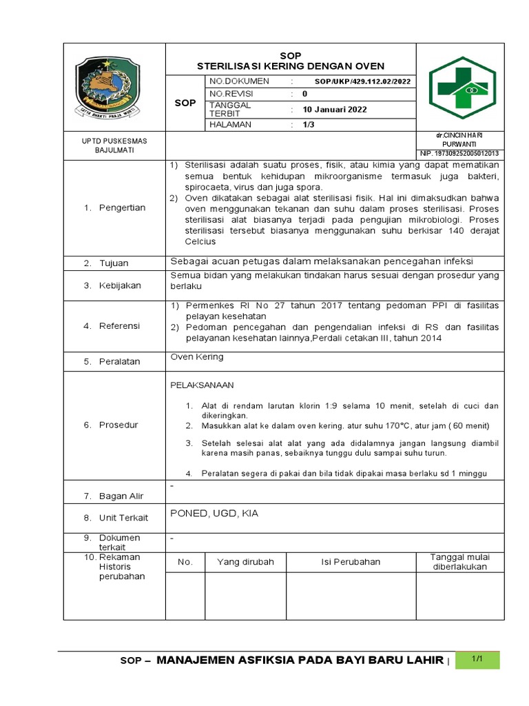 Sop Sterilisasi Kering Dengan Oven | PDF