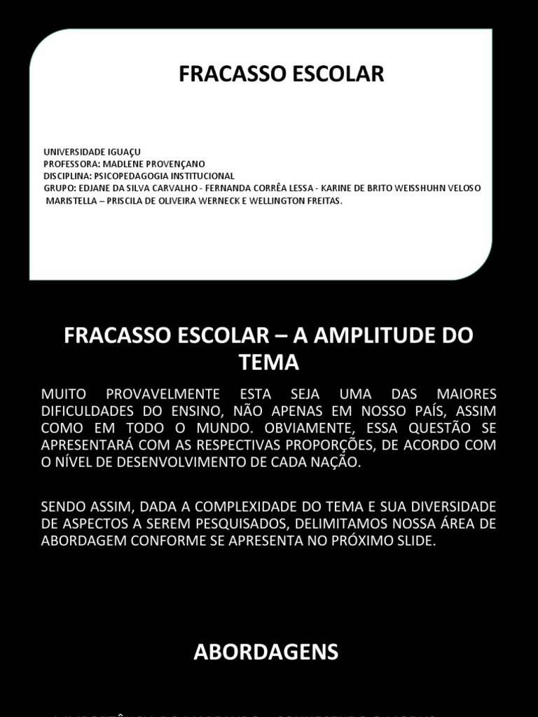 Fracasso Escolar: Abordagens e Soluções | PDF | Aprendizado