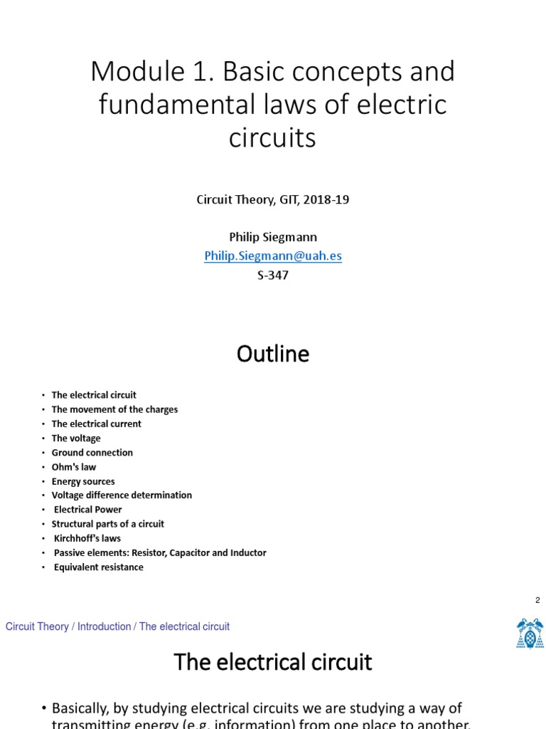 Basic Concepts and Fundamental Laws of Electric Circuits PDF | Download ...