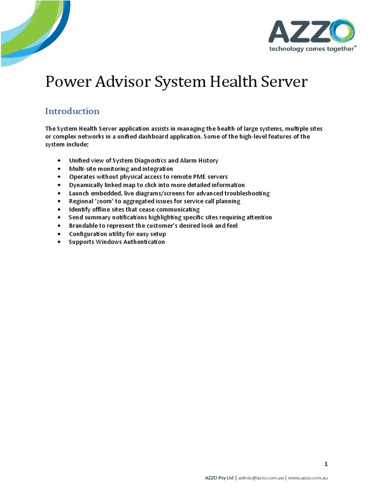 Power Advisor System Health Server | PDF | Hyperlink | Server (Computing)