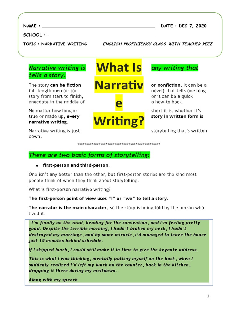 How To Write A Narrative Essay | PDF | Narration