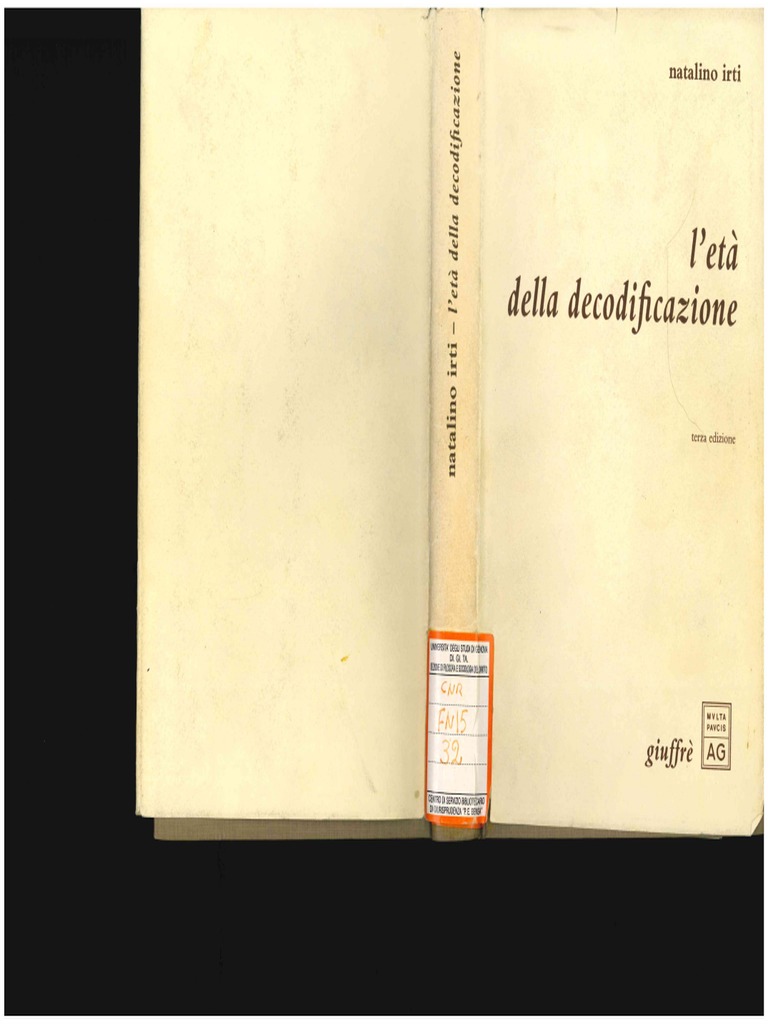 Natalino Irti L Eta Della Decodificazione PDF | PDF