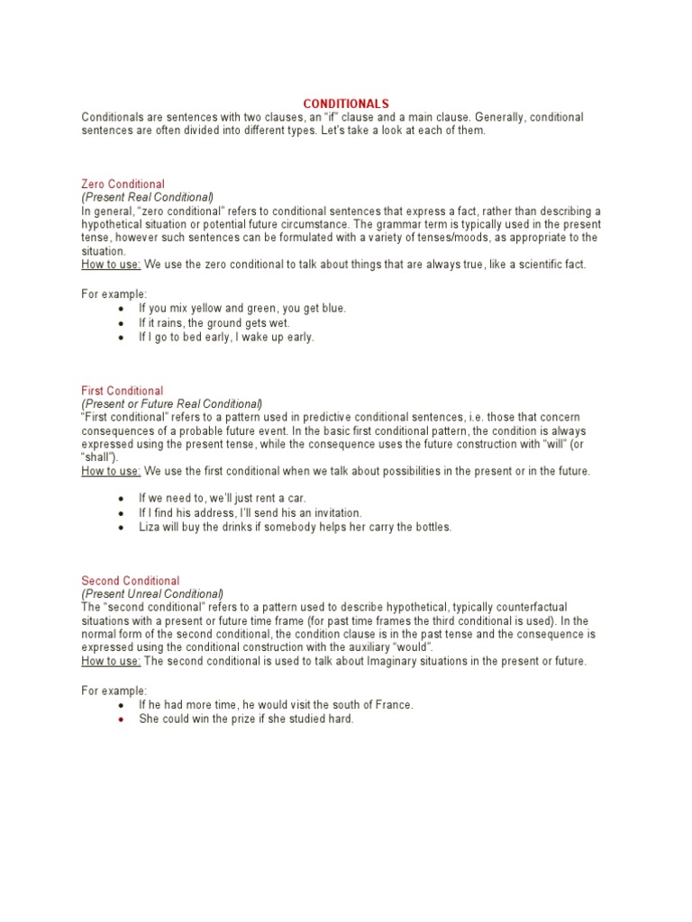 CONDITIONALS | PDF | Linguistic Morphology | Language Mechanics