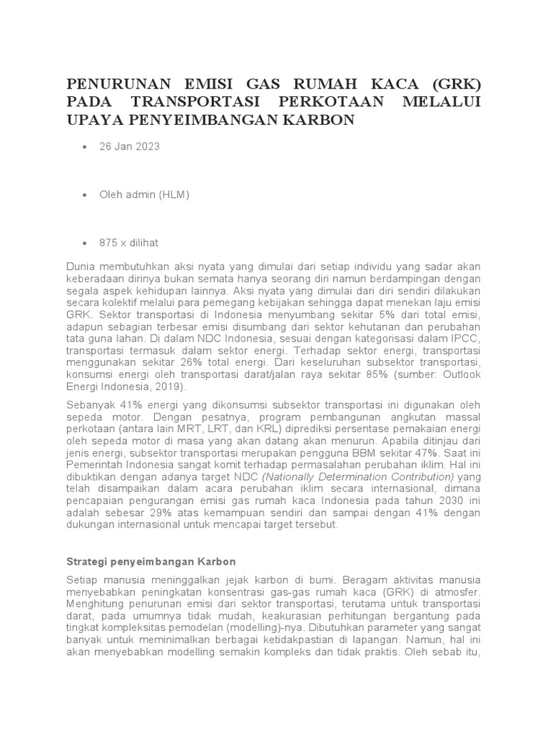 Penurunan Emisi Gas Rumah Kaca | PDF