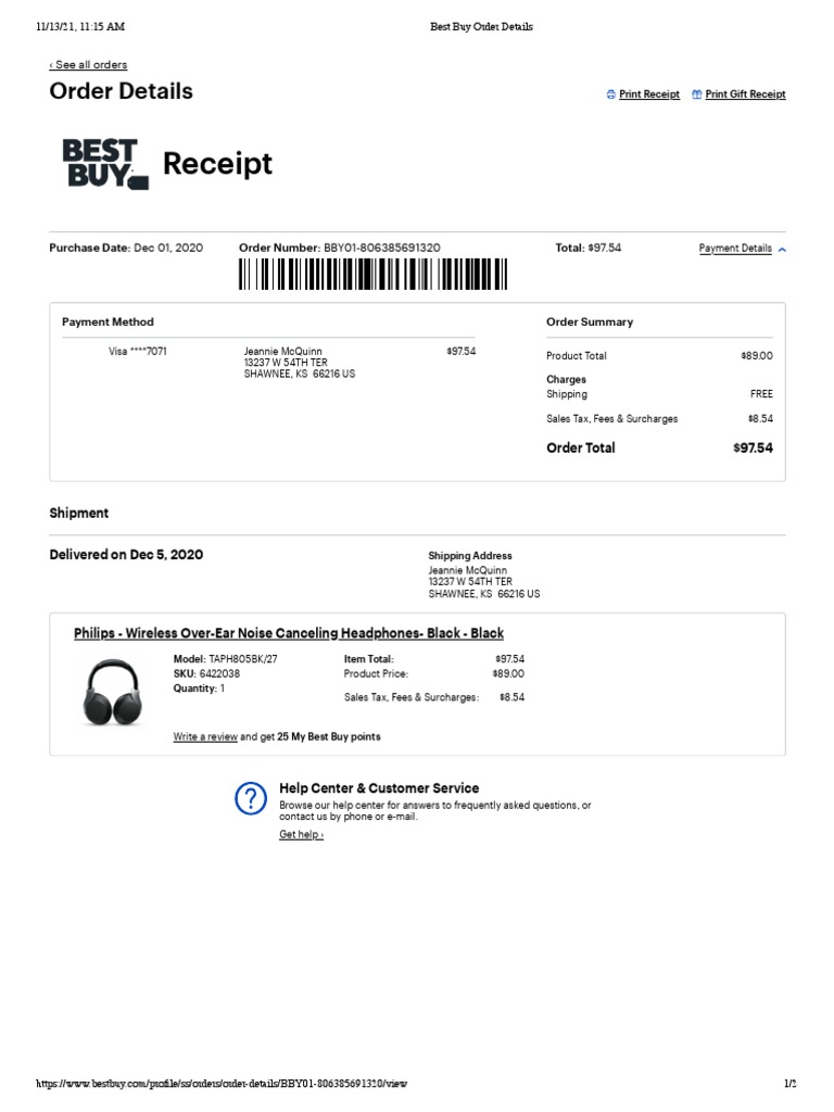 Best Buy Philips Headphones PDF | PDF | Receipt | Fee