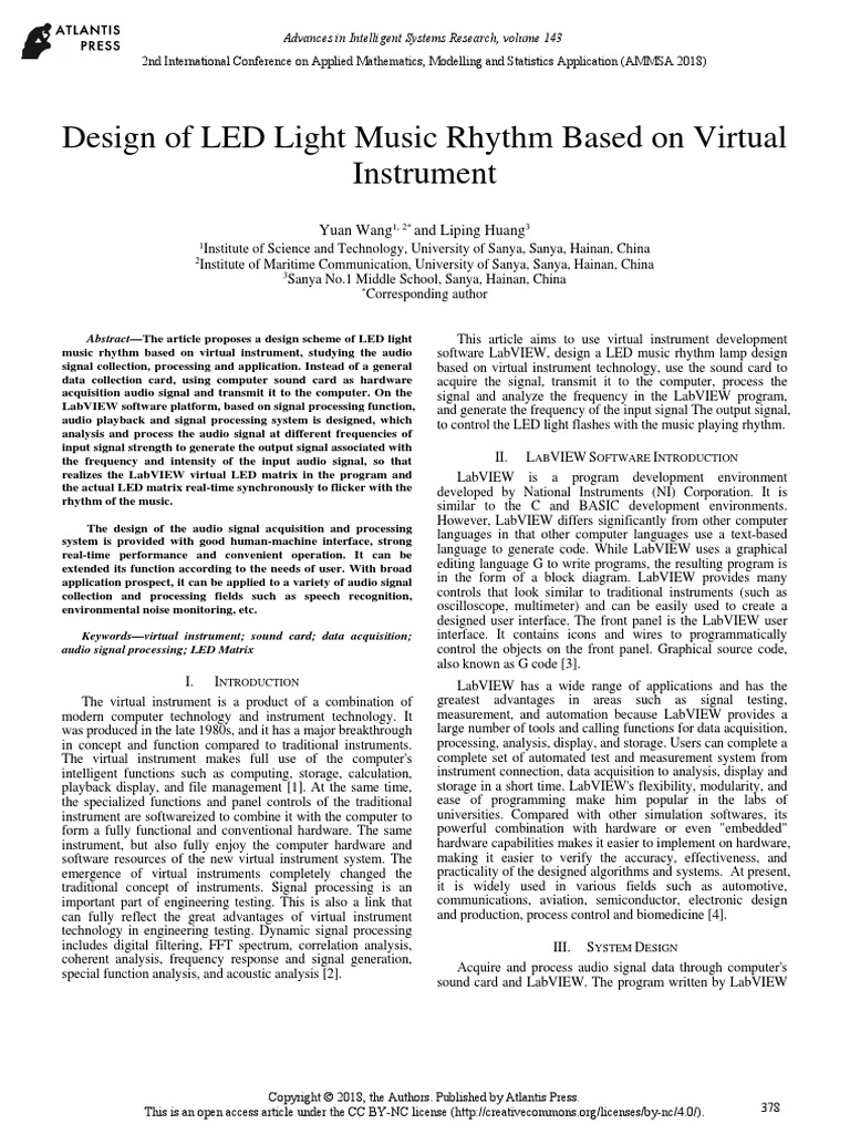 Design of LED Light Music Rhythm Based On Virtual Instrument | PDF ...