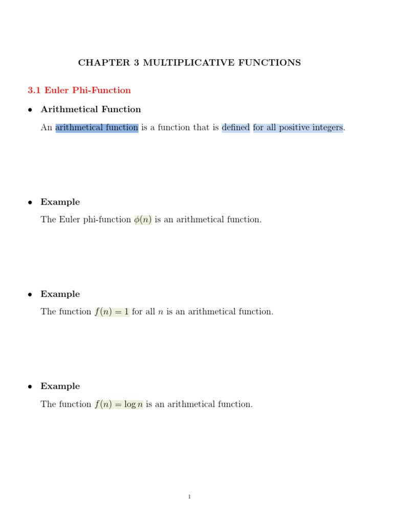 Chap 3 Multiplicative Functions Pdf Encryption Mathematics