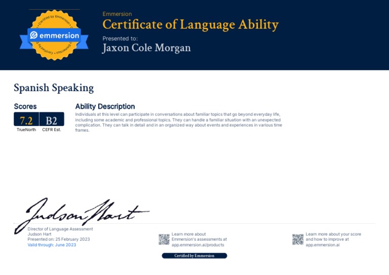 Jaxon Cole Morgan-Spanish Speaking | PDF | Second Language Acquisition ...