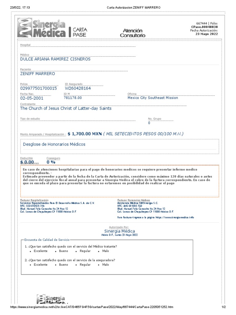 Carta Autorizacion ZENIFF MARRERO | PDF