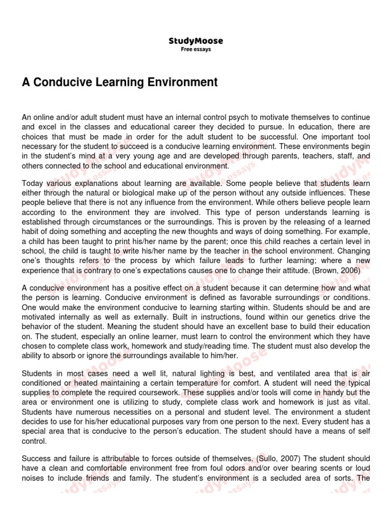 A Conducive Learning Environment | PDF | Teachers | Learning