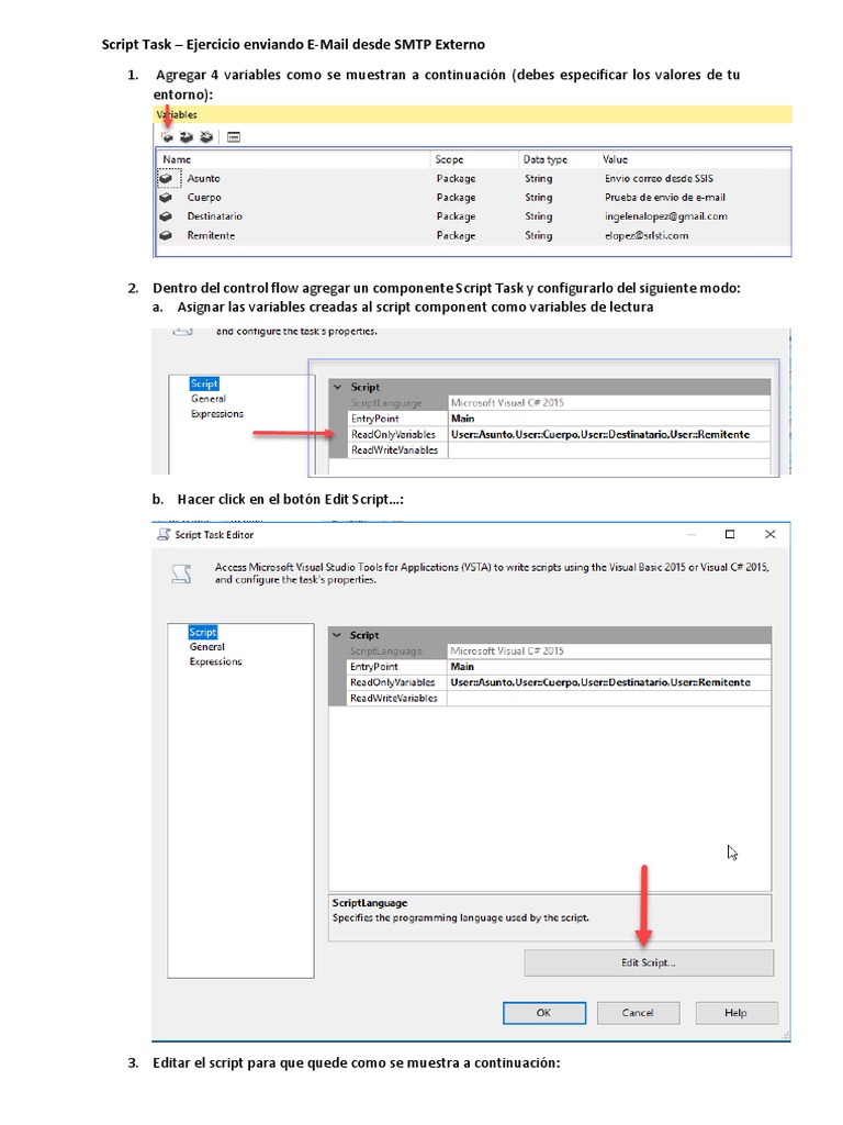 Envío de E-Mail con Script Task SSIS | PDF | Informática | Desarrollo ...