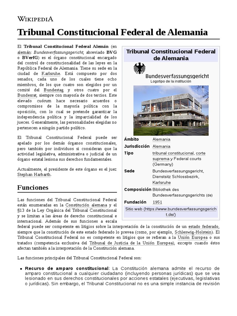 El Tribunal Constitucional Federal de Alemania: El guardián de la ...