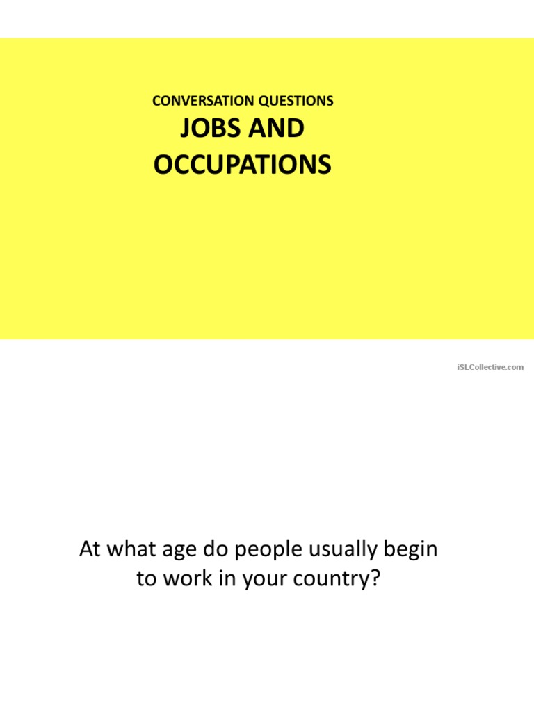 Conversational Questions JOBS and OCcUPATIONS | PDF | Labor