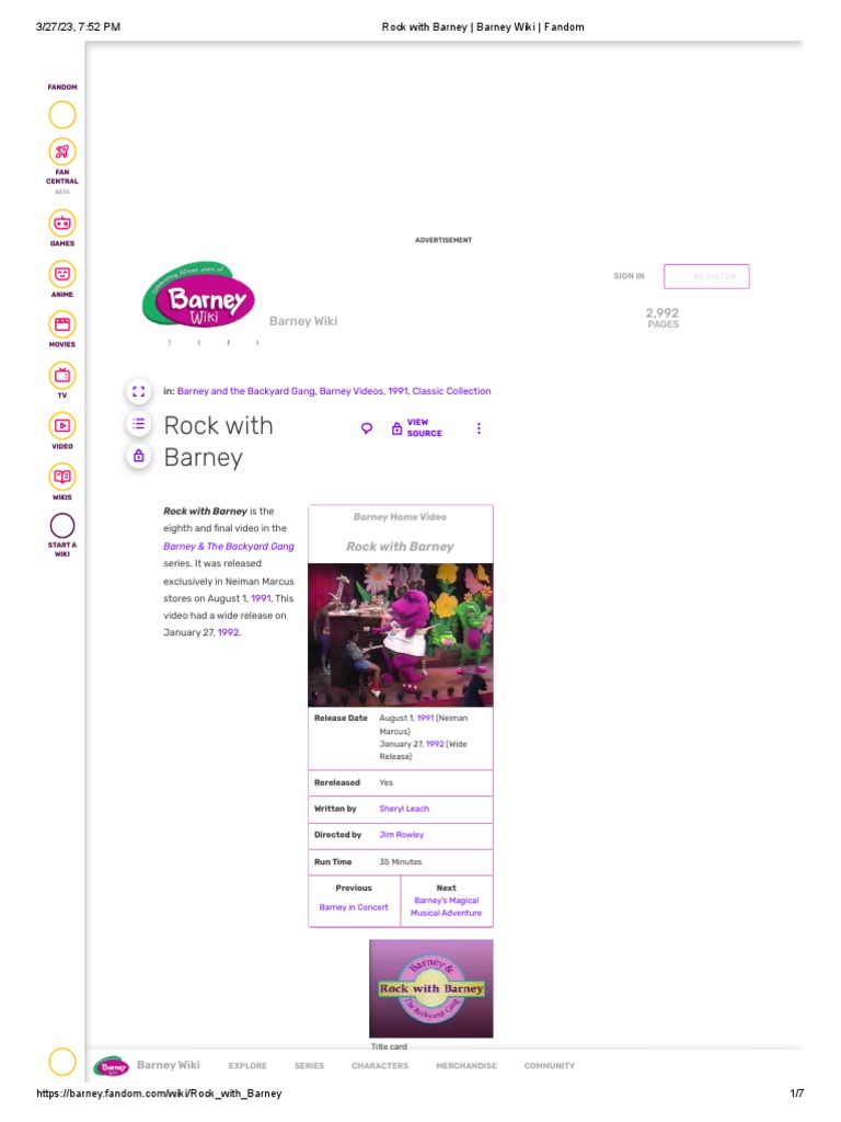 Rock With Barney - Barney Wiki - Fandom | PDF