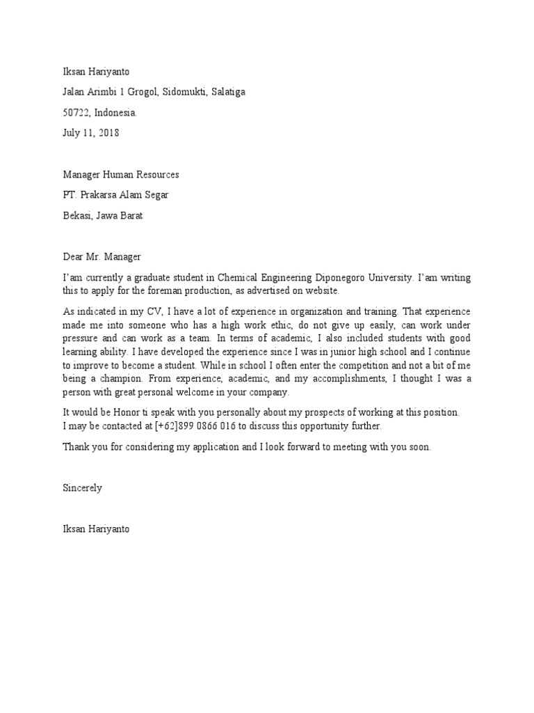 Application Letter Pt Pas Pdf