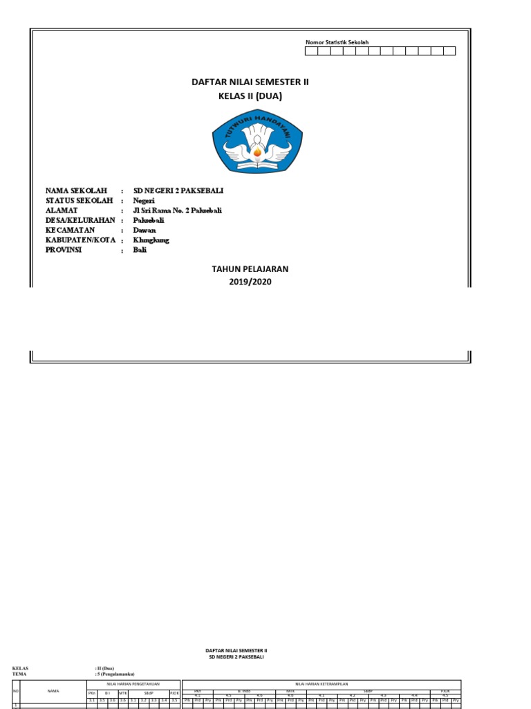 Daftar Nilai Kelas 2 SMT 2 | PDF