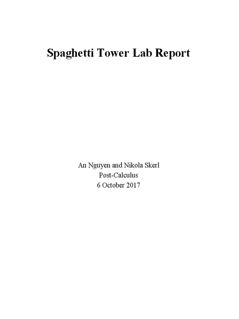 Spaghetti Tower Engineering Lab Report | PDF | Teaching Methods & Materials