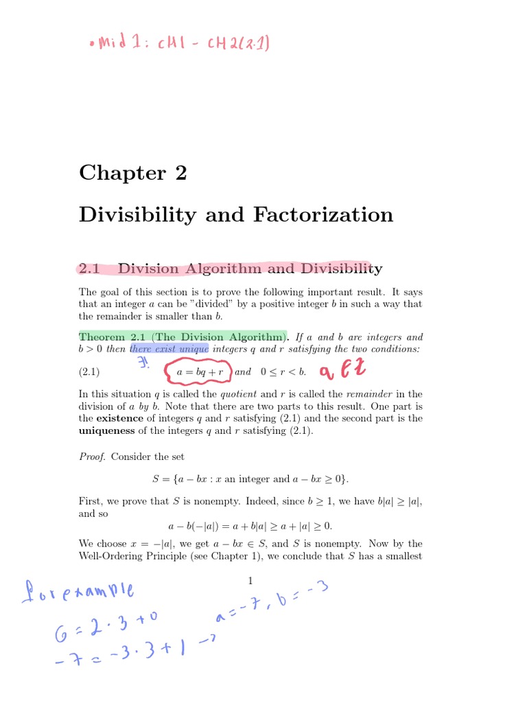 Chapter2 - Divisibility and Factorization - 211026 - 150908 PDF | PDF ...