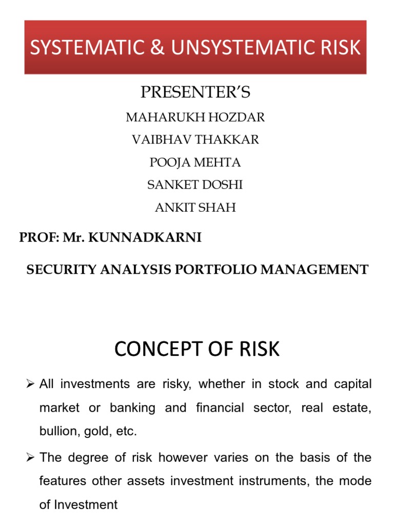 Systematic Unsystematic Risk | PDF | Finance & Money Management