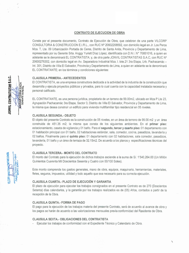 Contrato Vilcorp | PDF