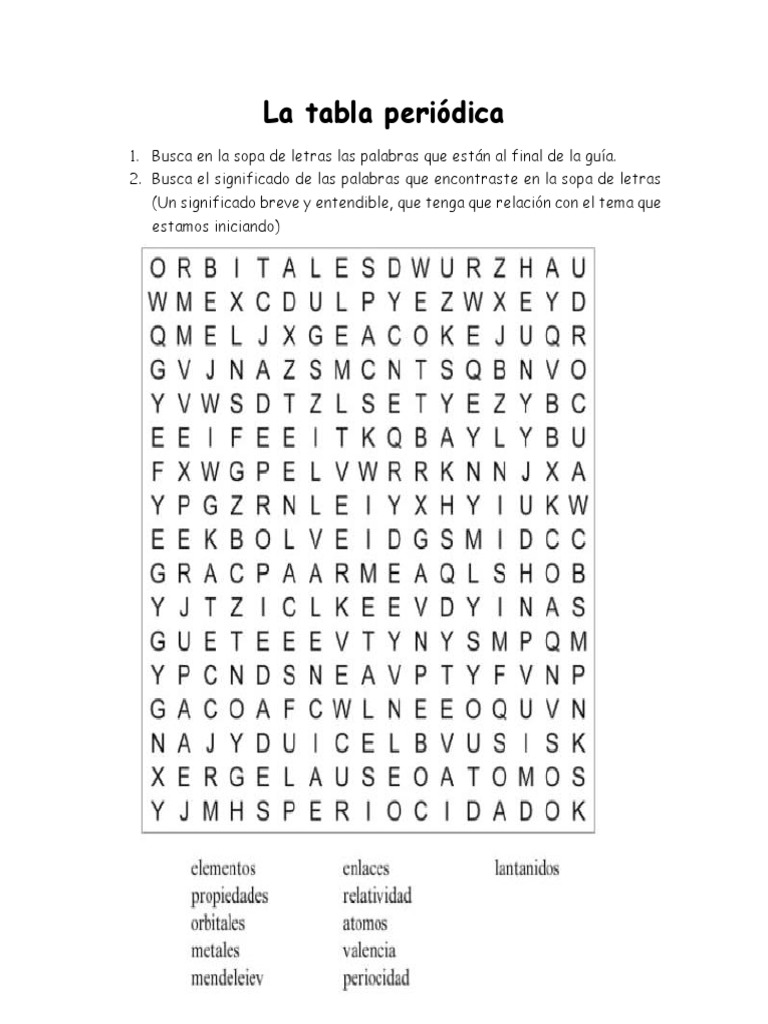 Activida # 1 Tabla Periódica 5° | PDF