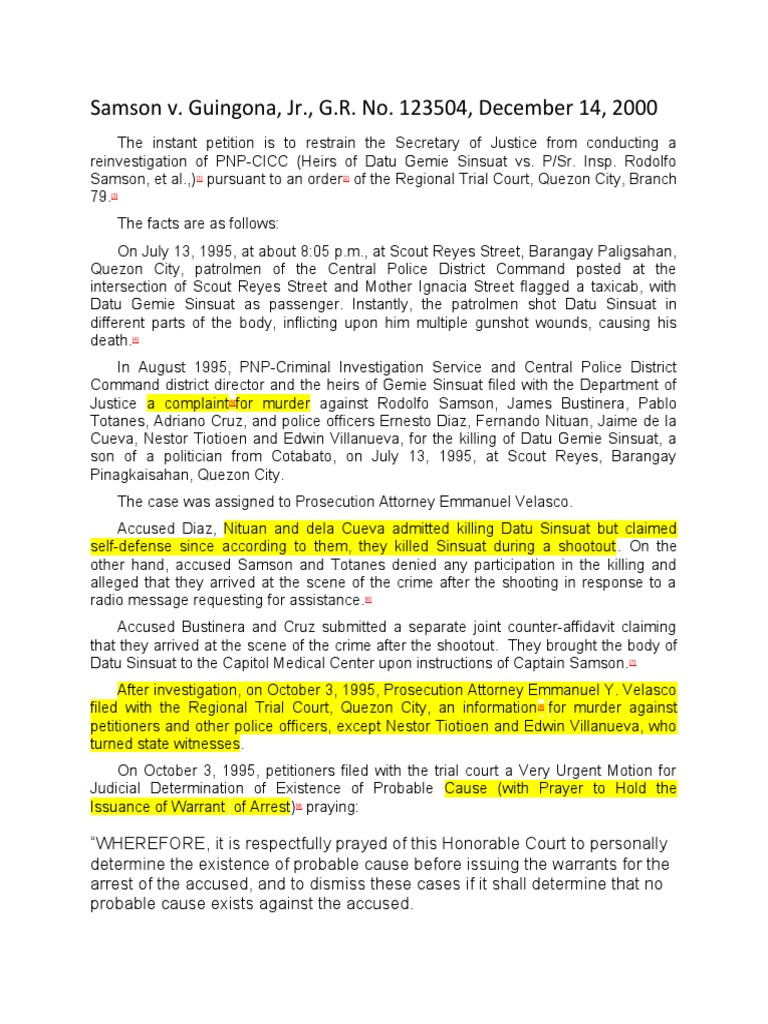 Samson V Guingona | Download Free PDF | Prosecutor | Injunction