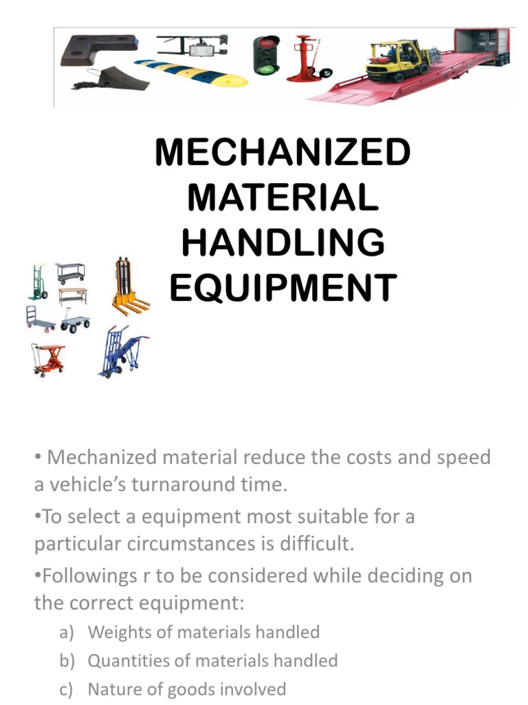 Mechanized Material Handling Overview | PDF | Crane (Machine ...