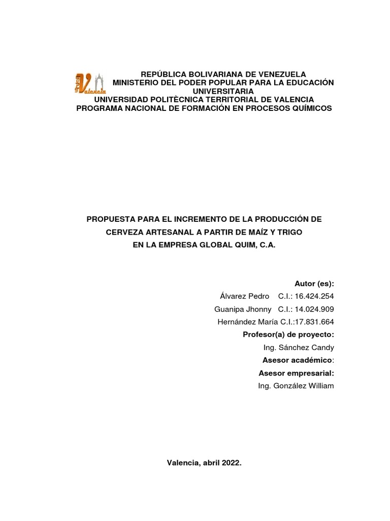 Parte I Y Ii Corregido 02 04 2022 Pdf Análisis Foda Cerveza