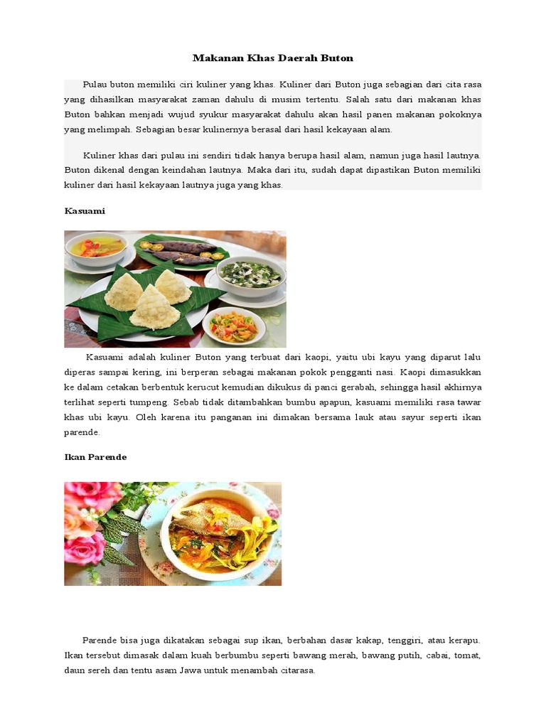 Makanan Khas Daerah Buton Nadhira | PDF