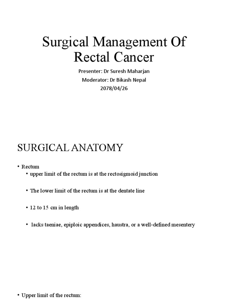 Surgical Management of Rectal Cancer | PDF | Rectum | Gastroenterology