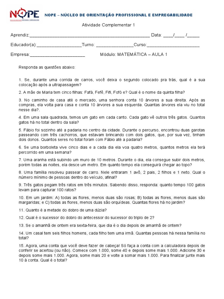 Atividade Complementar 1 | PDF | Gatos