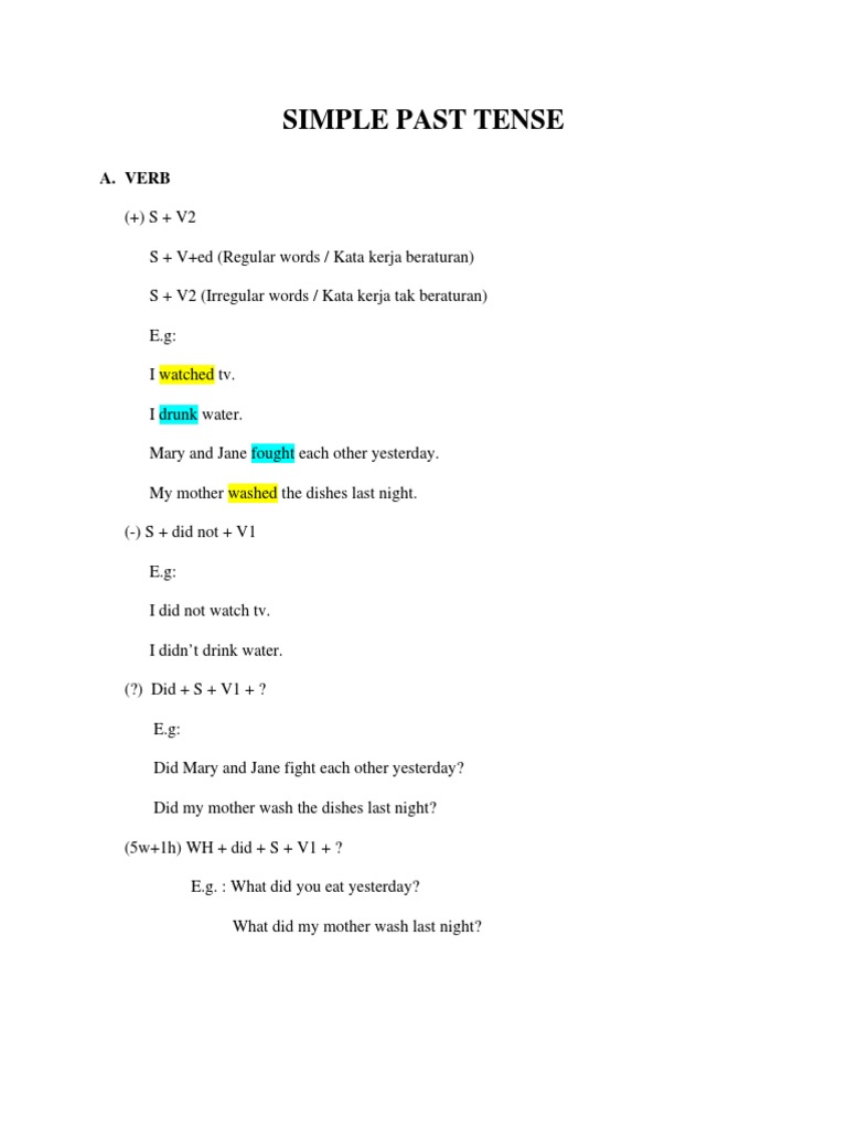 Simple Past Tense | PDF | Language Arts & Discipline
