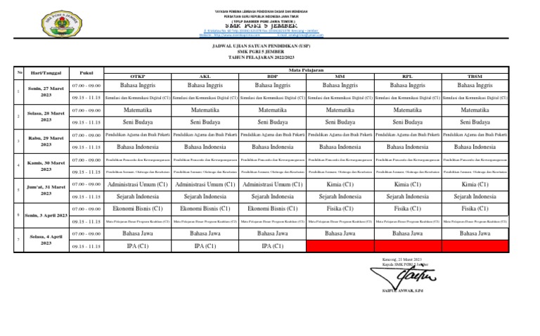 Jadwal Usp 2023 | PDF