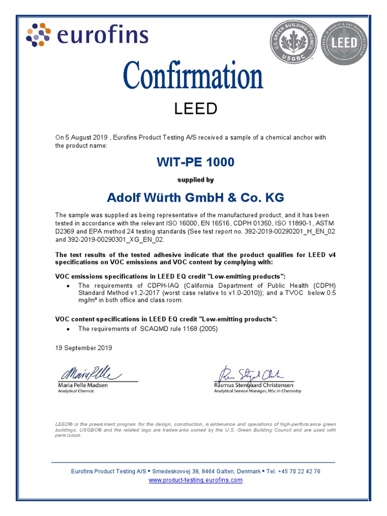 Certificado LEED WIT-PE 1000 | PDF | Technology & Engineering