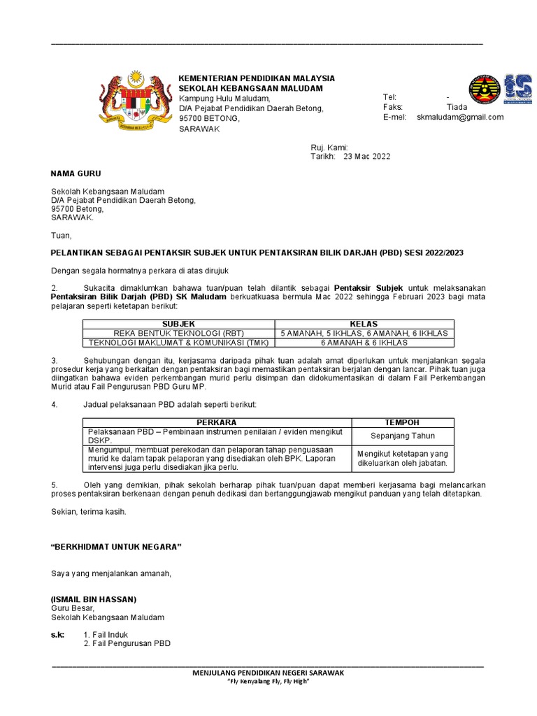 Surat Lantikan Pentaksir | PDF