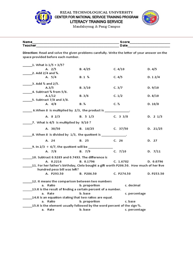 English Math Diagnostic Grade 6 | PDF