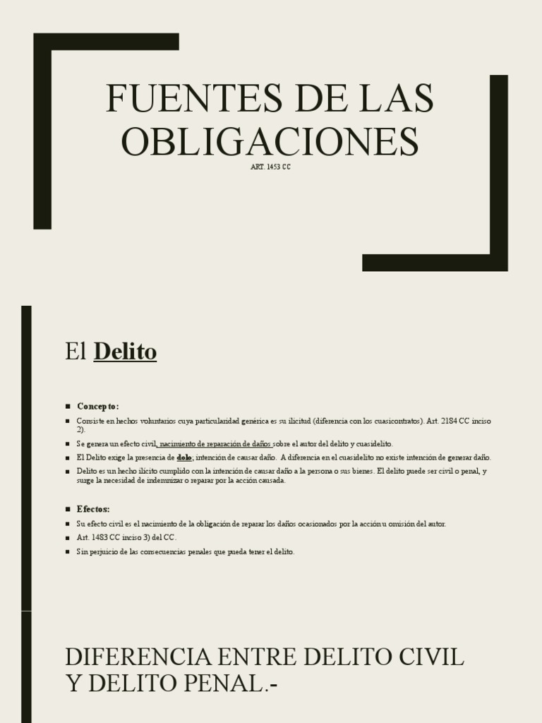 Delitos y Cuasidelitos: Fuentes de Obligaciones | PDF | Intención ...