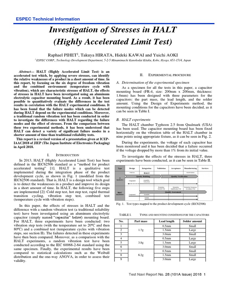 HALT Stress Investigation on Capacitors | PDF | Science & Mathematics