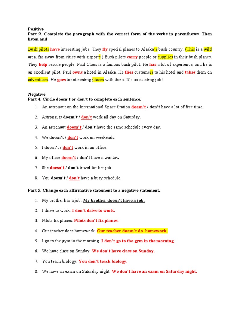 Simple Present Tense Exercise 3 | PDF | Linguistic Typology | Language Families