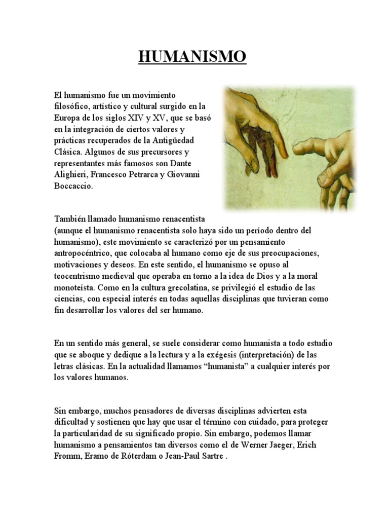 El Humanismo: Orígenes y Características | PDF | Humanismo | Renacimiento