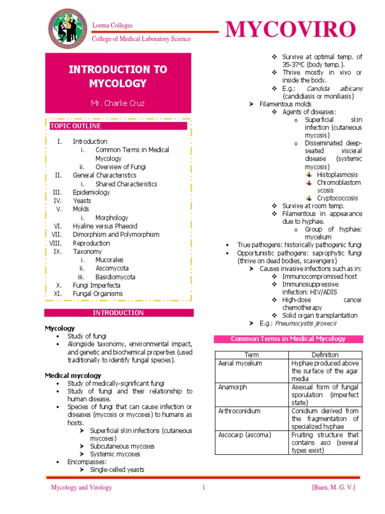Prelim Myco Trans PPT Based | PDF | Fungus | Mold