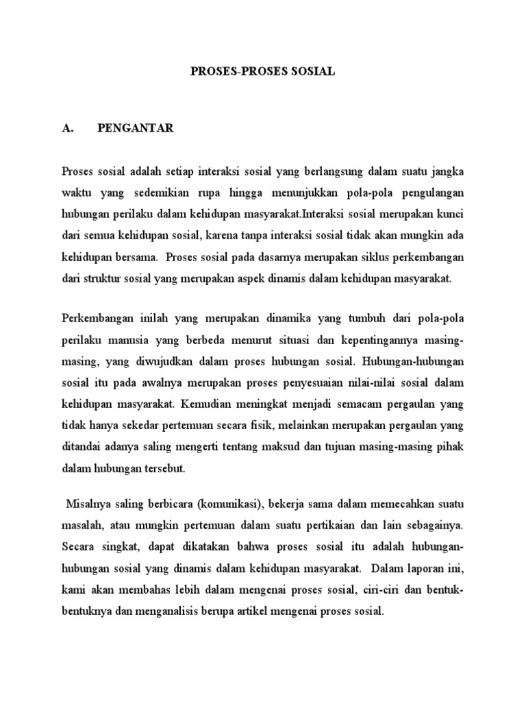 Proses Sosial | PDF | Ilmu Sosial | Sains & Matematika