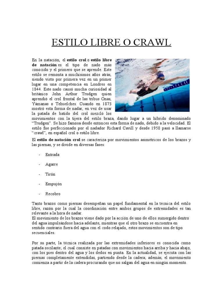 ESTILO LIBRE O CRAWL.docx | PDF