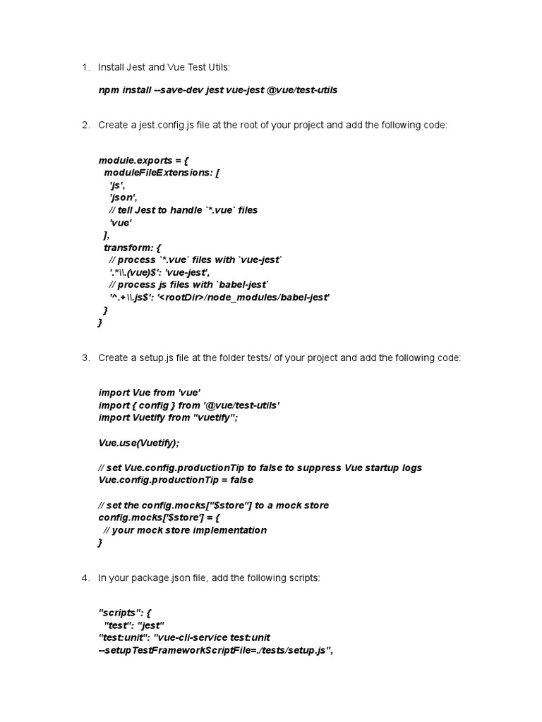 Jest & Vue Test Setup Guide | PDF | Business | Computers