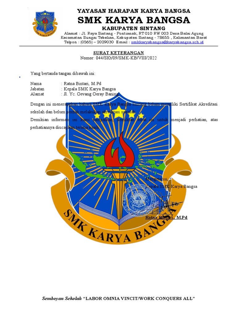 Kop SMK Karya Bangsa - A4 | PDF