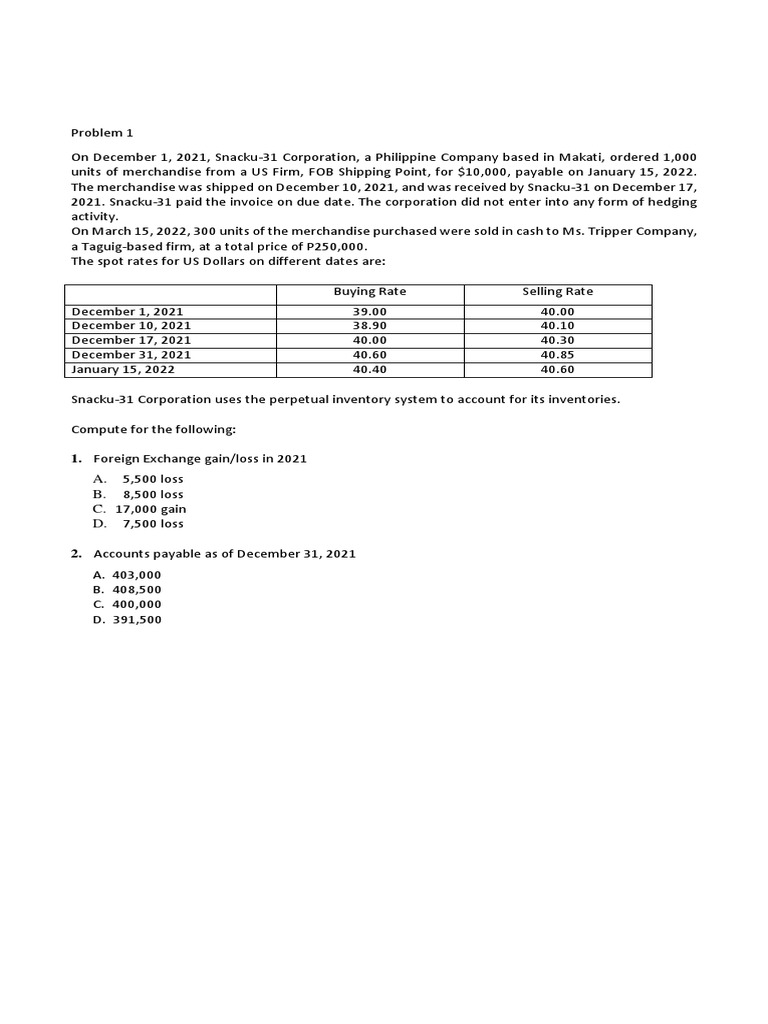 Assignment 6 - Foreign Currency Transactions and Derivatives PDF | PDF | Option (Finance ...