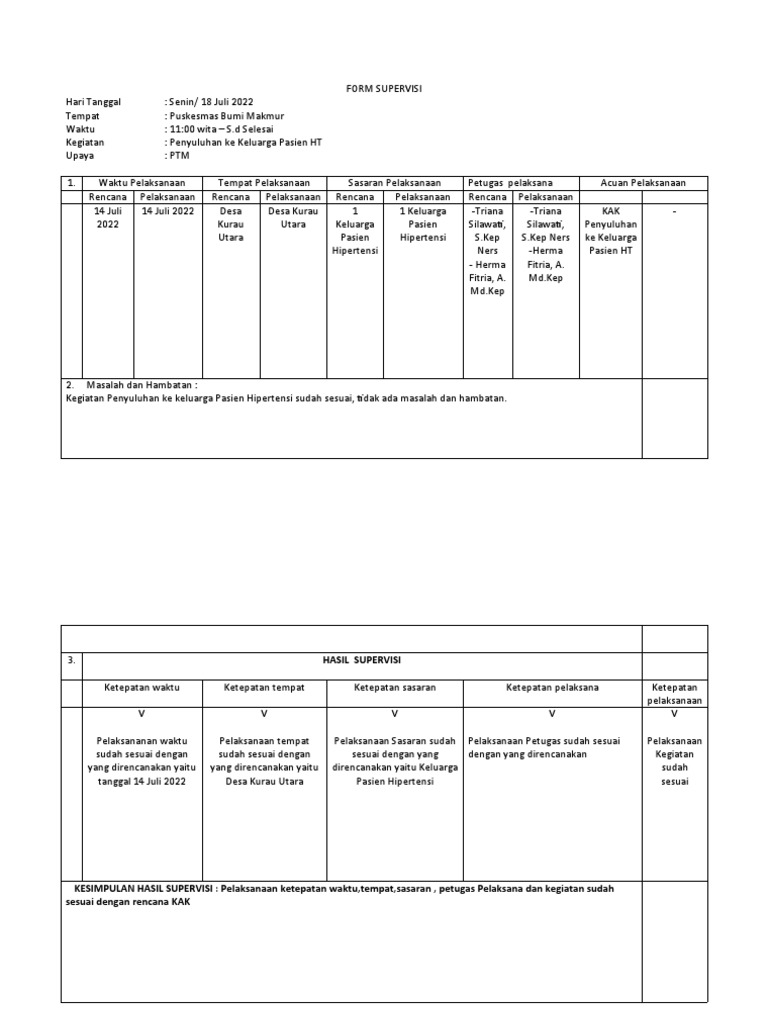 2.8.1. Ep 3 Contoh Form Supervisi - PTM | PDF
