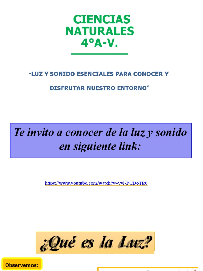 Ciencias Naturales 4°A-V.: Luz Y Sonido Esenciales para Conocer Y ...